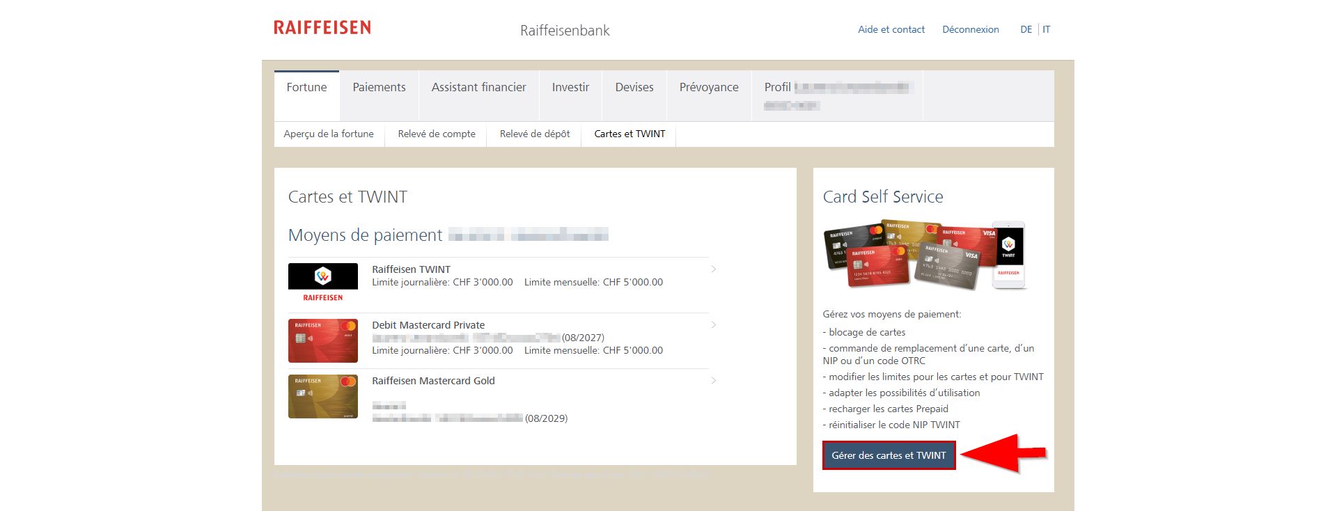 Comment puis-je modifier ma limite TWINT?